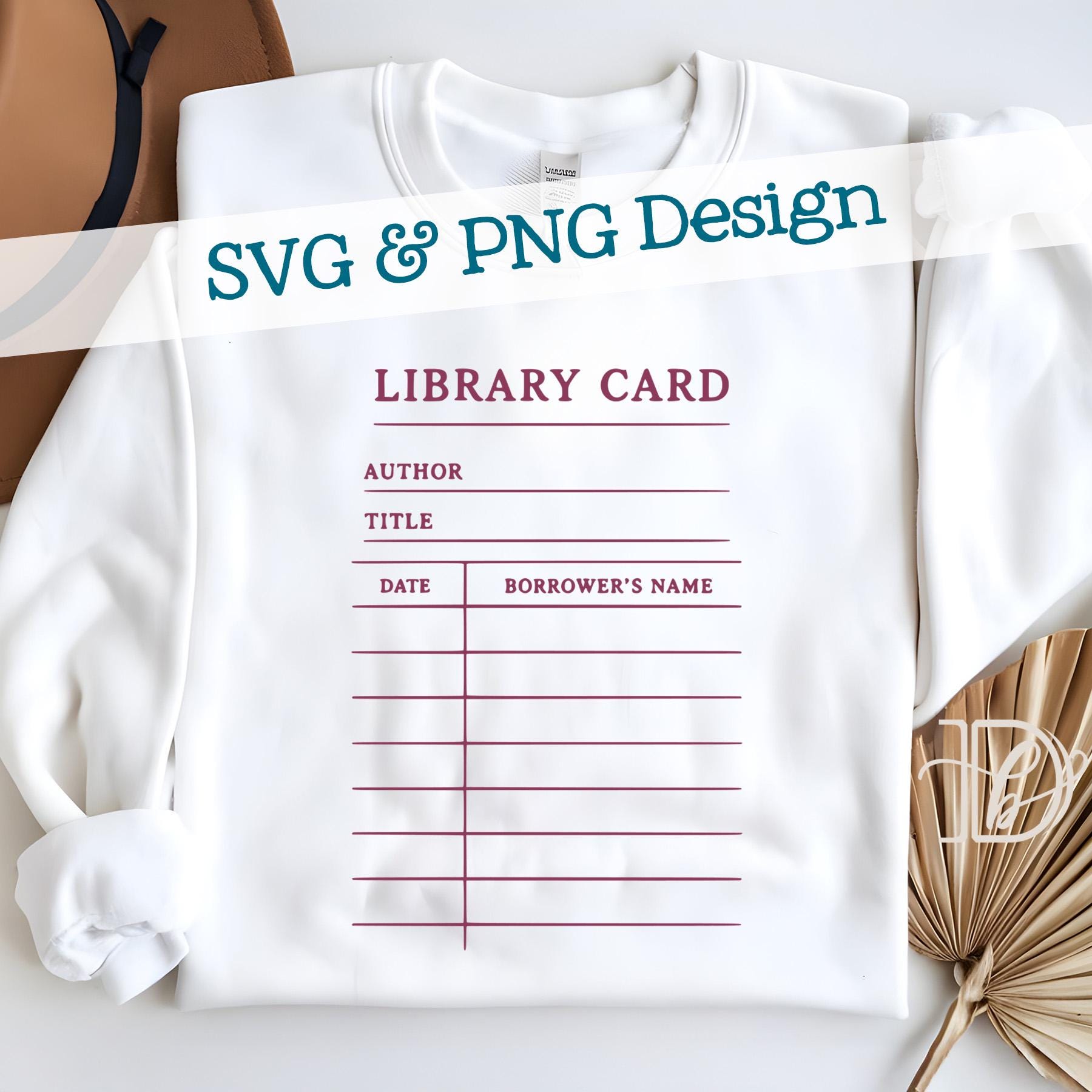 Vintage Blank Library Card SVG + PNG, Book Lover Typewriter Font Design ...
