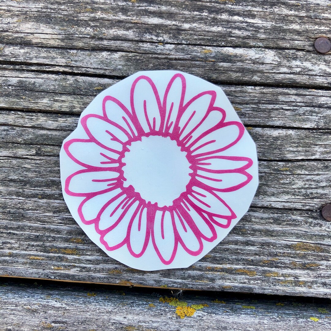 Simple Daisy Glossy Pink Flower Decal for Car Window, Laptop, Mirror ...