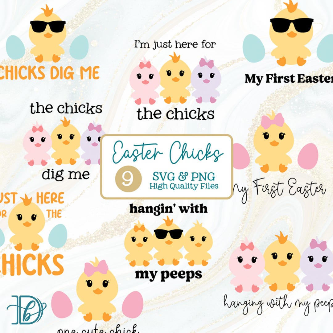 Easter Chicks Bundle SVG + PNG, Kids Easter T Shirts Svg, Easter Egg ...