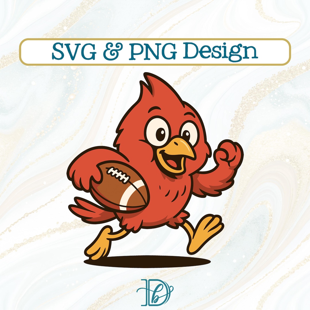 Football Cartoon Cardinal Mascot SVG + PNG, Cute Baby Mascots, Kids ...