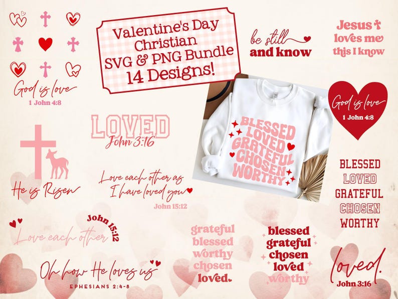 Christian Valentine's Day Bundle SVG + PNG, John 15:12, Christian Bible ...