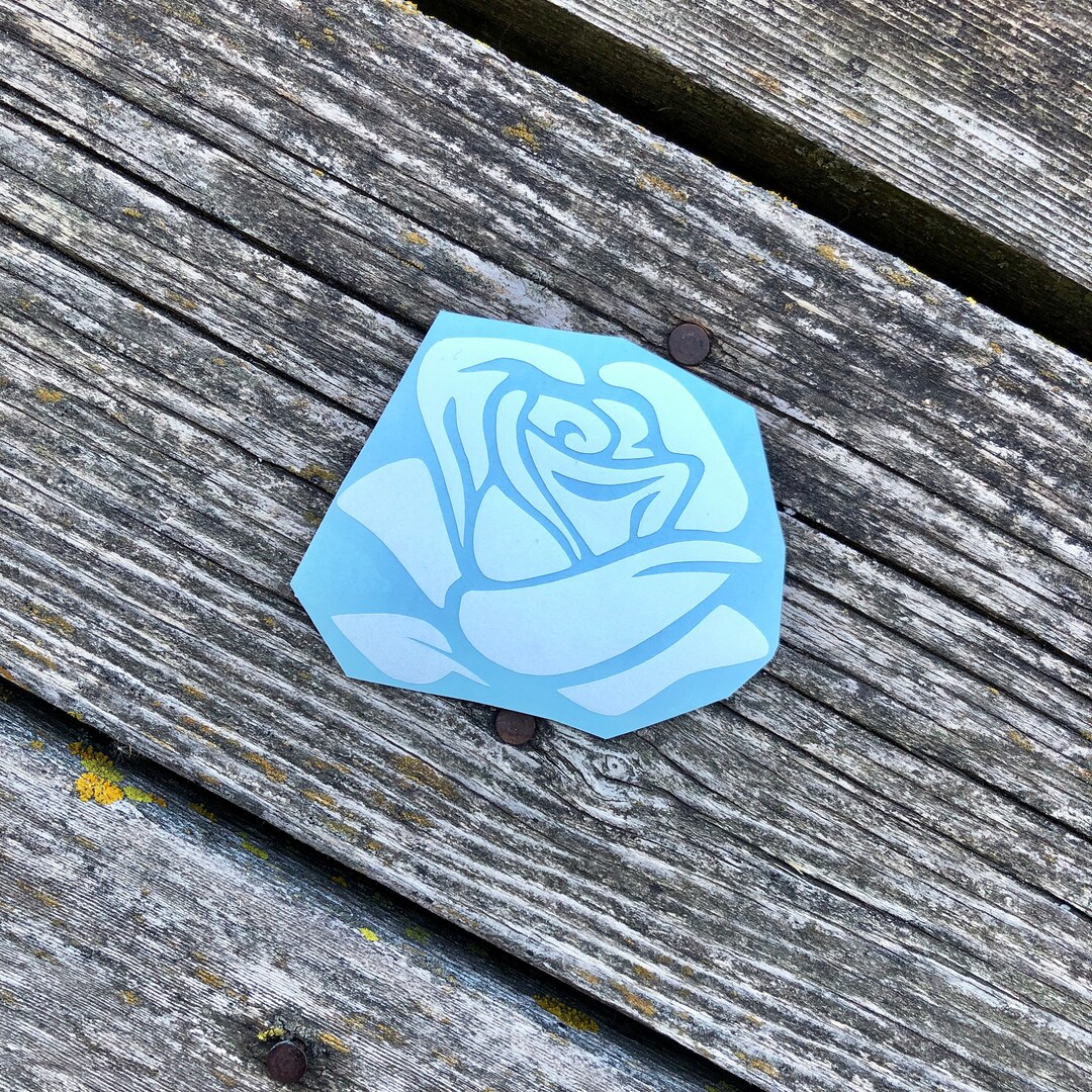 Rose - Glossy White Flower Decal for Car Window, Laptop, Glass Coffee ...