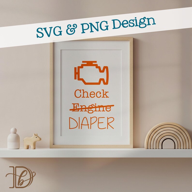 Check Engine Diaper SVG + PNG, Baby Shower Gift Car Design (digital ...
