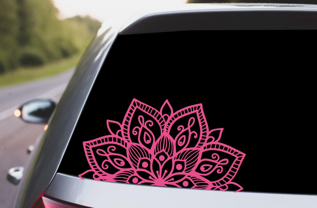 Classic - Glossy Pink Half Mandala Decal for Car Window, Mirror, Laptop ...