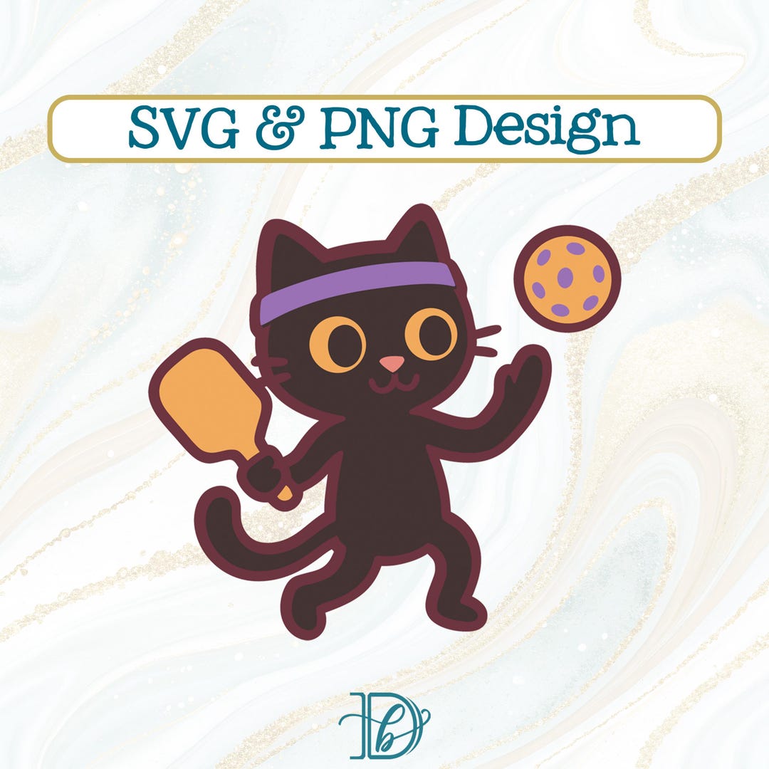 Pickleball Black Cat SVG + PNG, Halloween Pickleball Tournament, DIY ...