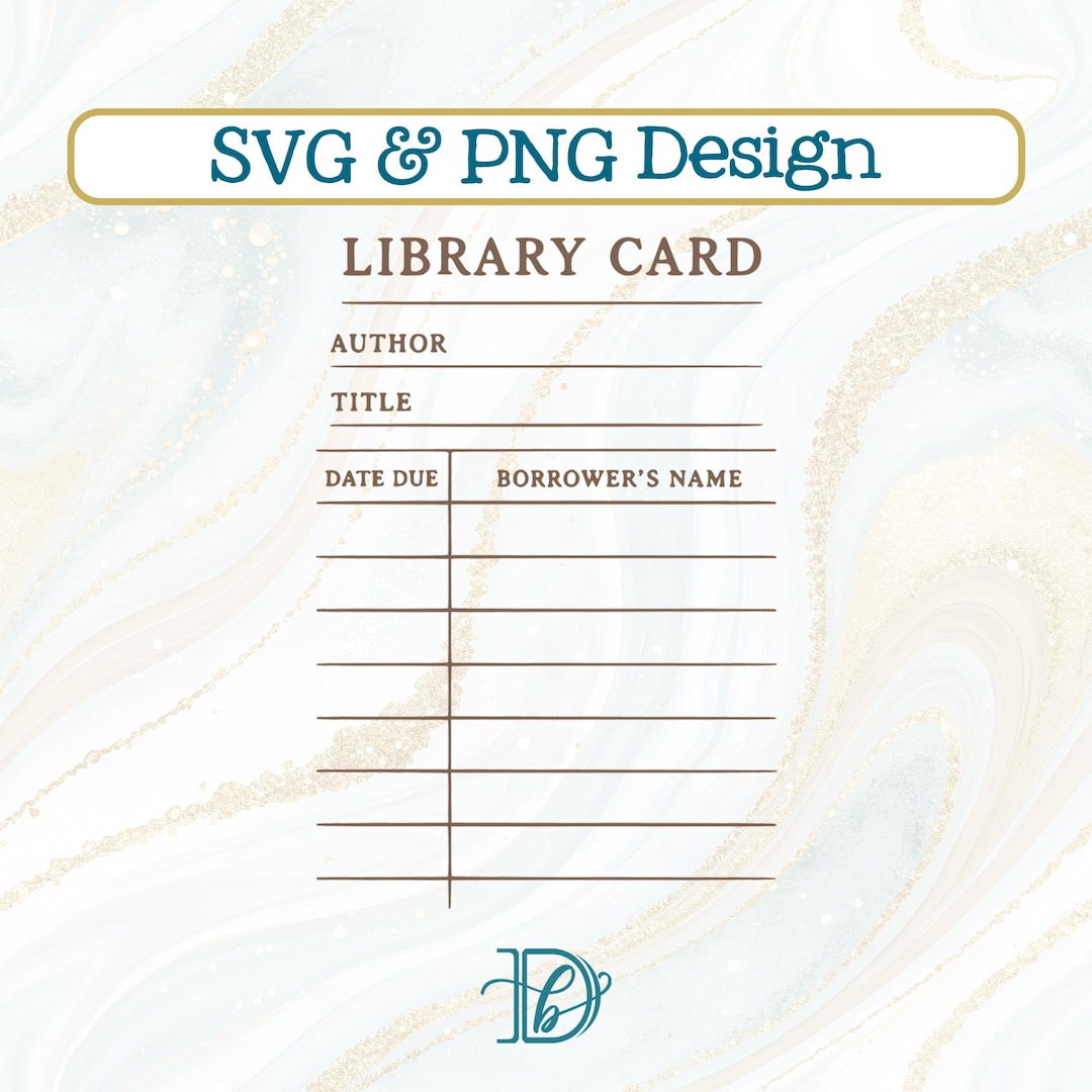 Blank Library Card SVG + PNG, Book Lover Typewriter Font Design ...