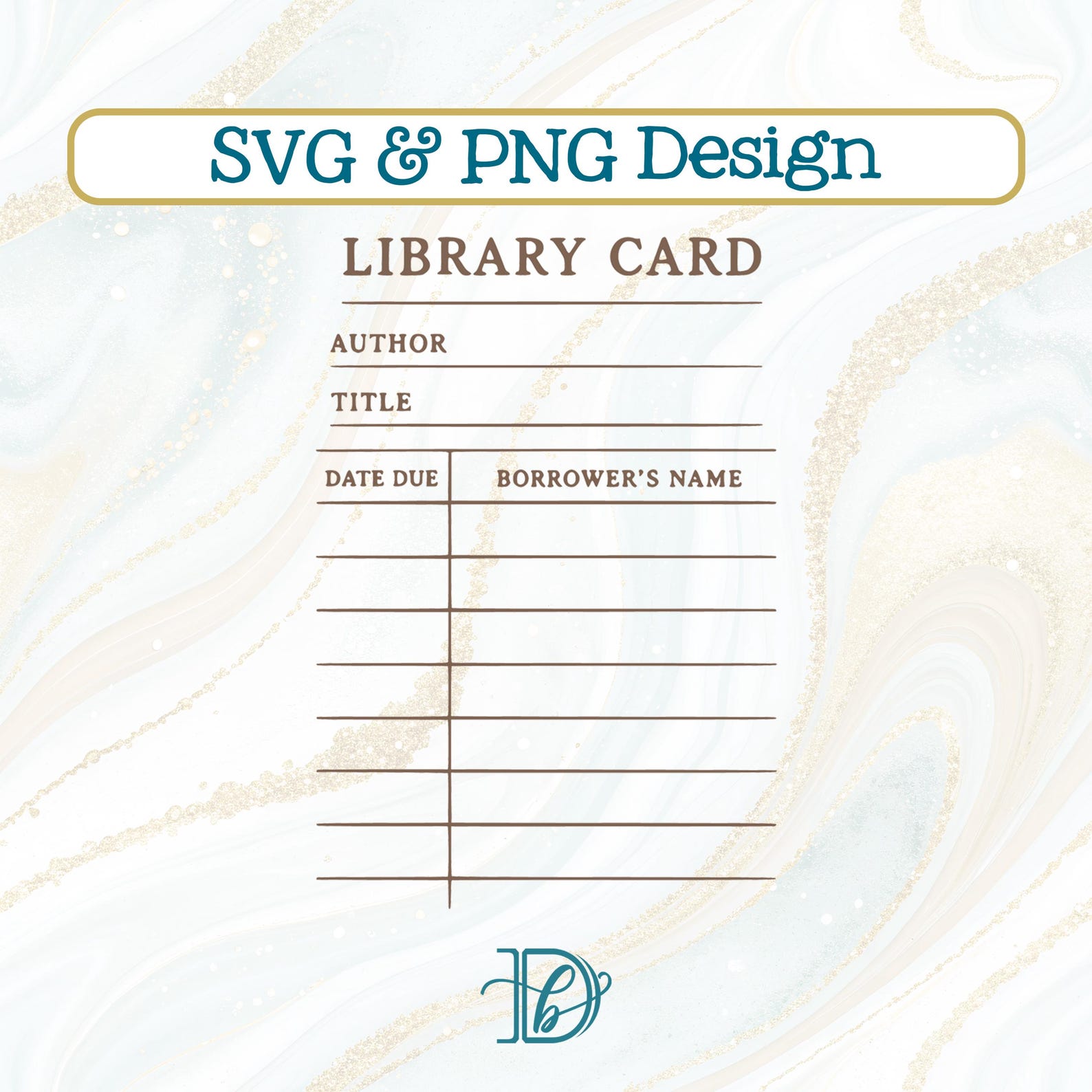 Blank Library Card SVG + PNG, Book Lover Typewriter Font Design ...