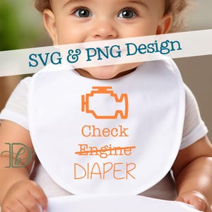 Check Engine Diaper SVG + PNG, Baby Shower Gift Car Design (digital ...