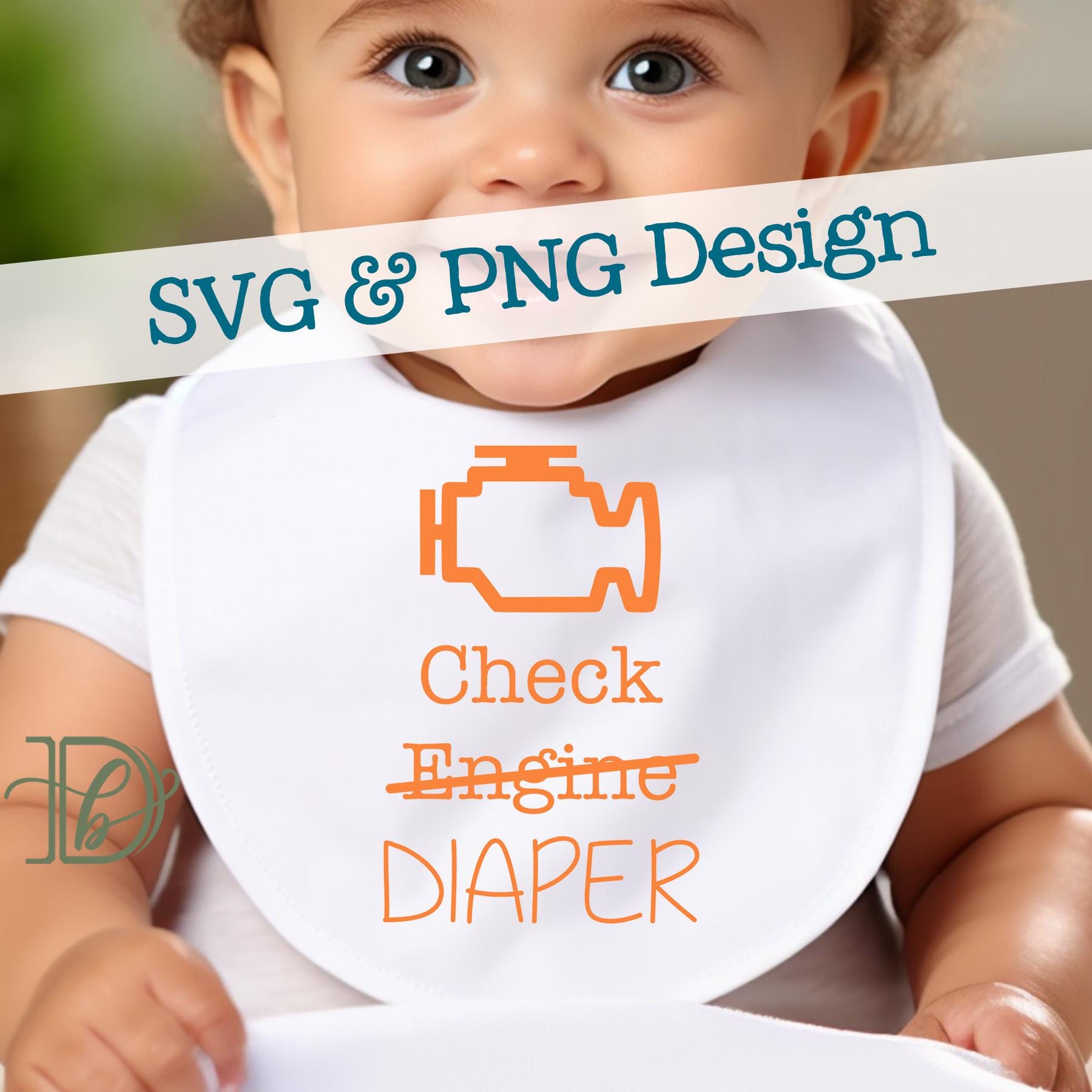 Check Engine Diaper SVG + PNG, Baby Shower Gift Car Design (digital ...
