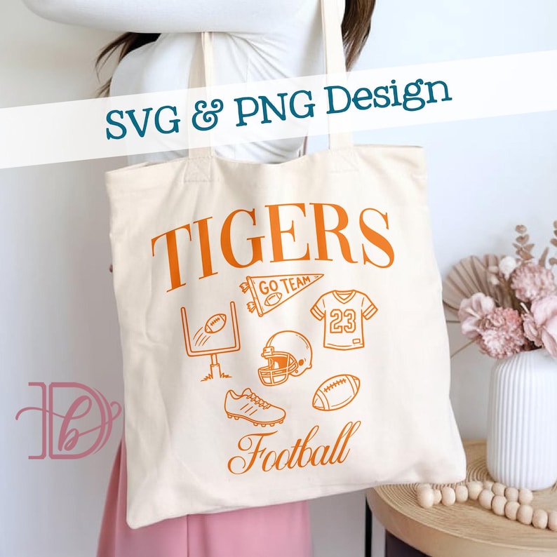 Tigers Football SVG + PNG, Line Art Drawings Touchdown Season Team Game ...