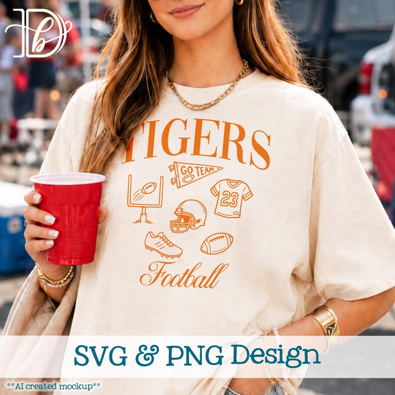 Tigers Football SVG + PNG, Line Art Drawings Touchdown Season Team Game ...