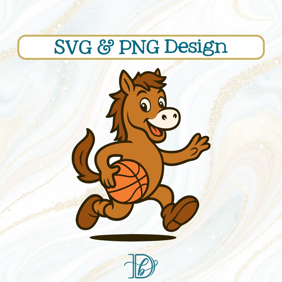 Basketball Cartoon Mustang Mascot SVG + PNG, Colts Basketball Team ...