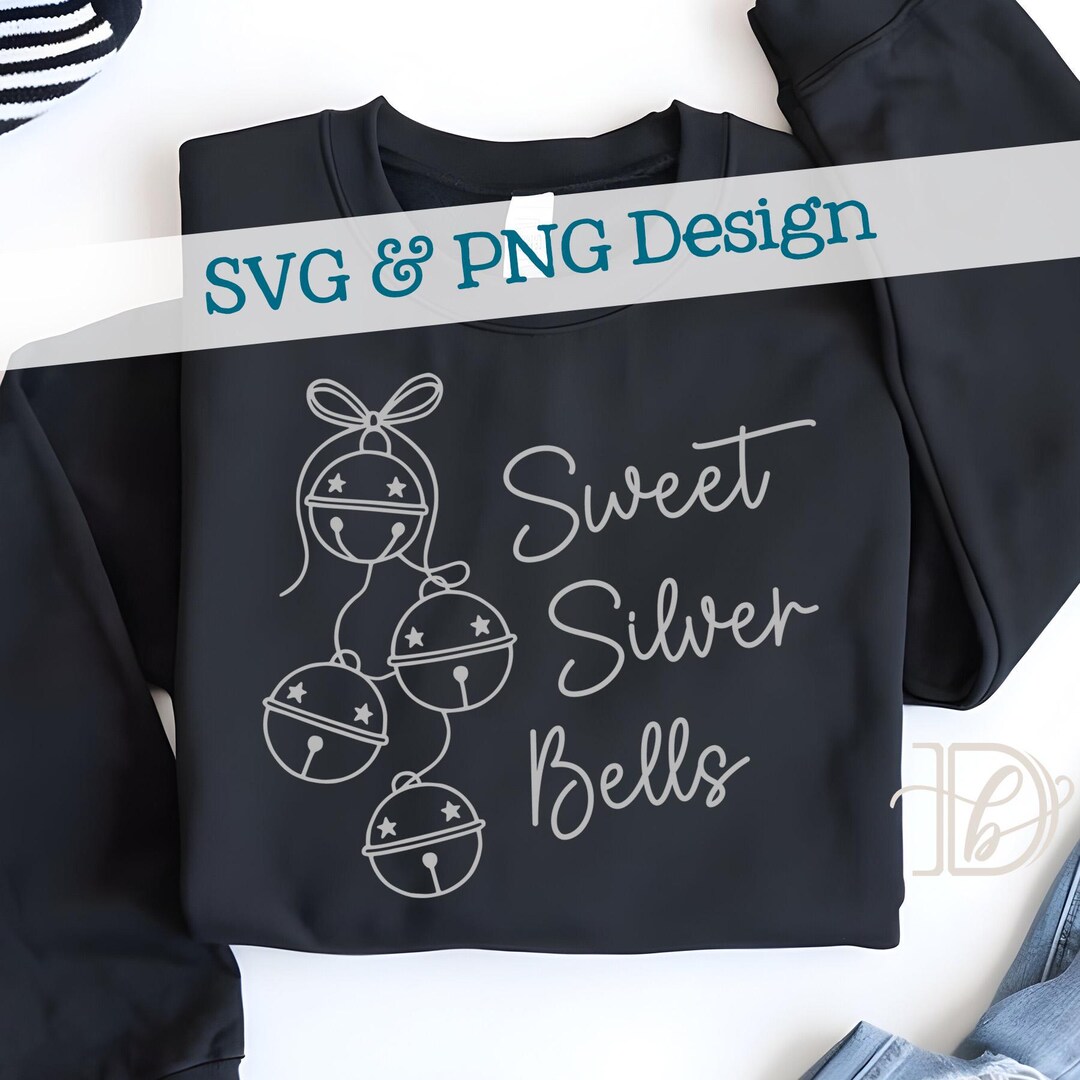 Sweet Silver Bells SVG + PNG, Jingle Bells Pretty Coquette Bow ...