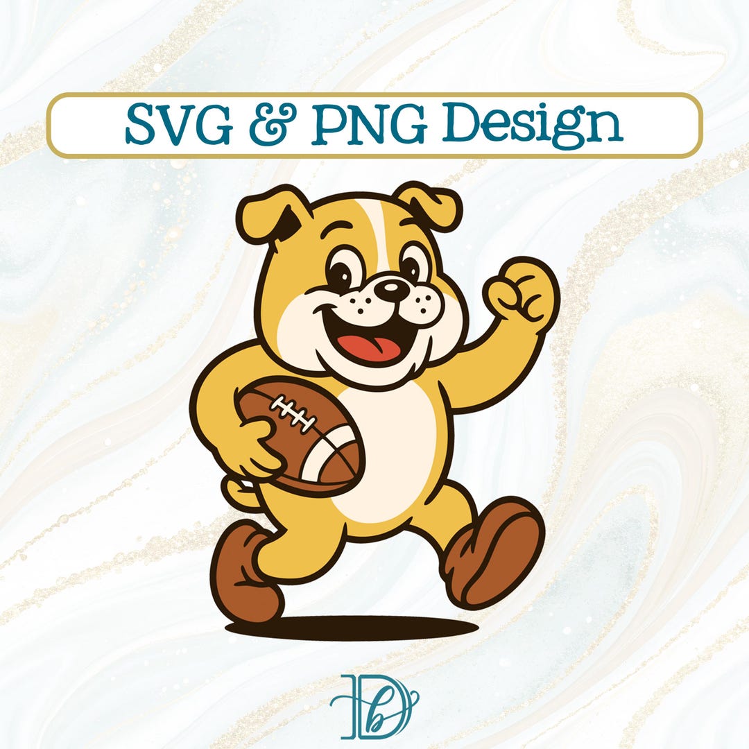 Football Cartoon Bulldog Mascot SVG + PNG, Cute Baby Mascots, Kids ...