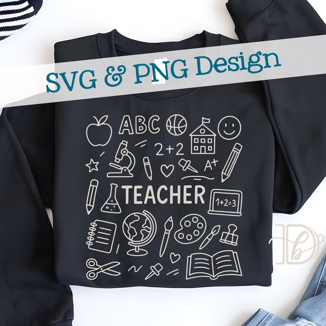 Teacher Classroom Doodle Art SVG + PNG, School Teacher Appreciation ...
