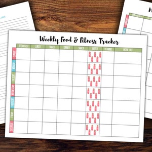 Weekly Food Fitness Journal, Goals Sheet, Meal Prep Planner, Water ...
