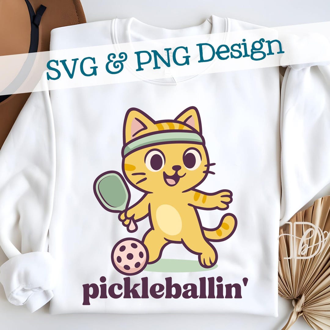 Pickleballin Cat SVG + PNG, Funny Pickleball Lover Gift for Her ...