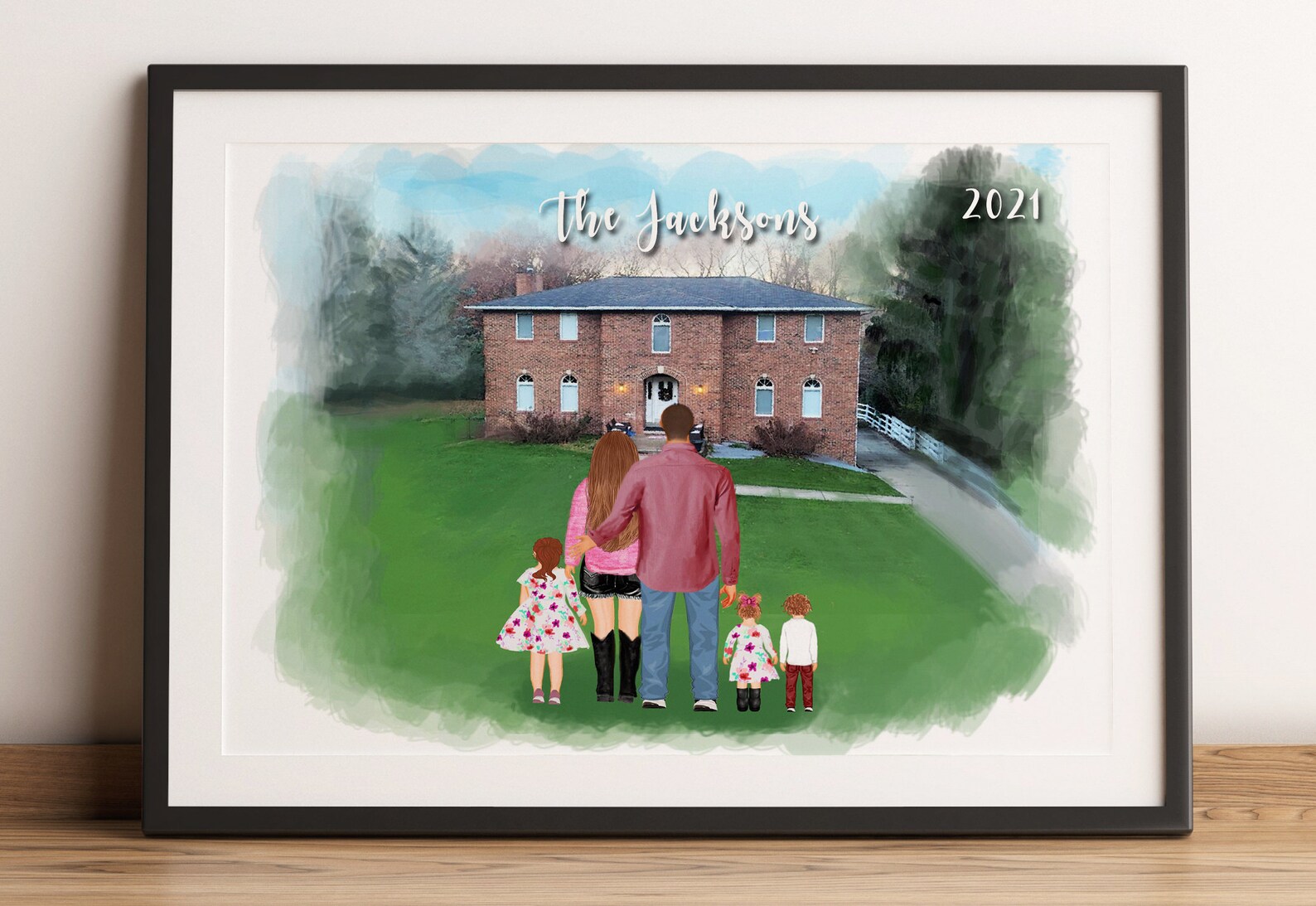 CUSTOM Family Portrait Illustration, Digital Download Customized Family ...
