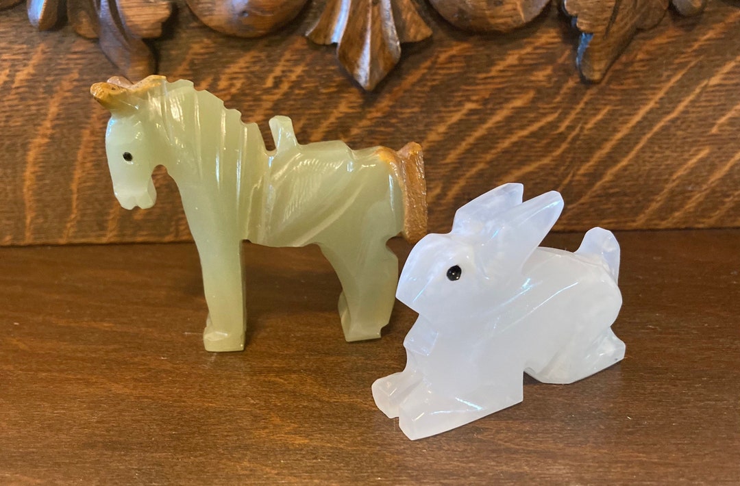 Miniature Onyx Rabbit and Donkey, Hand Carved, Vintage - Etsy