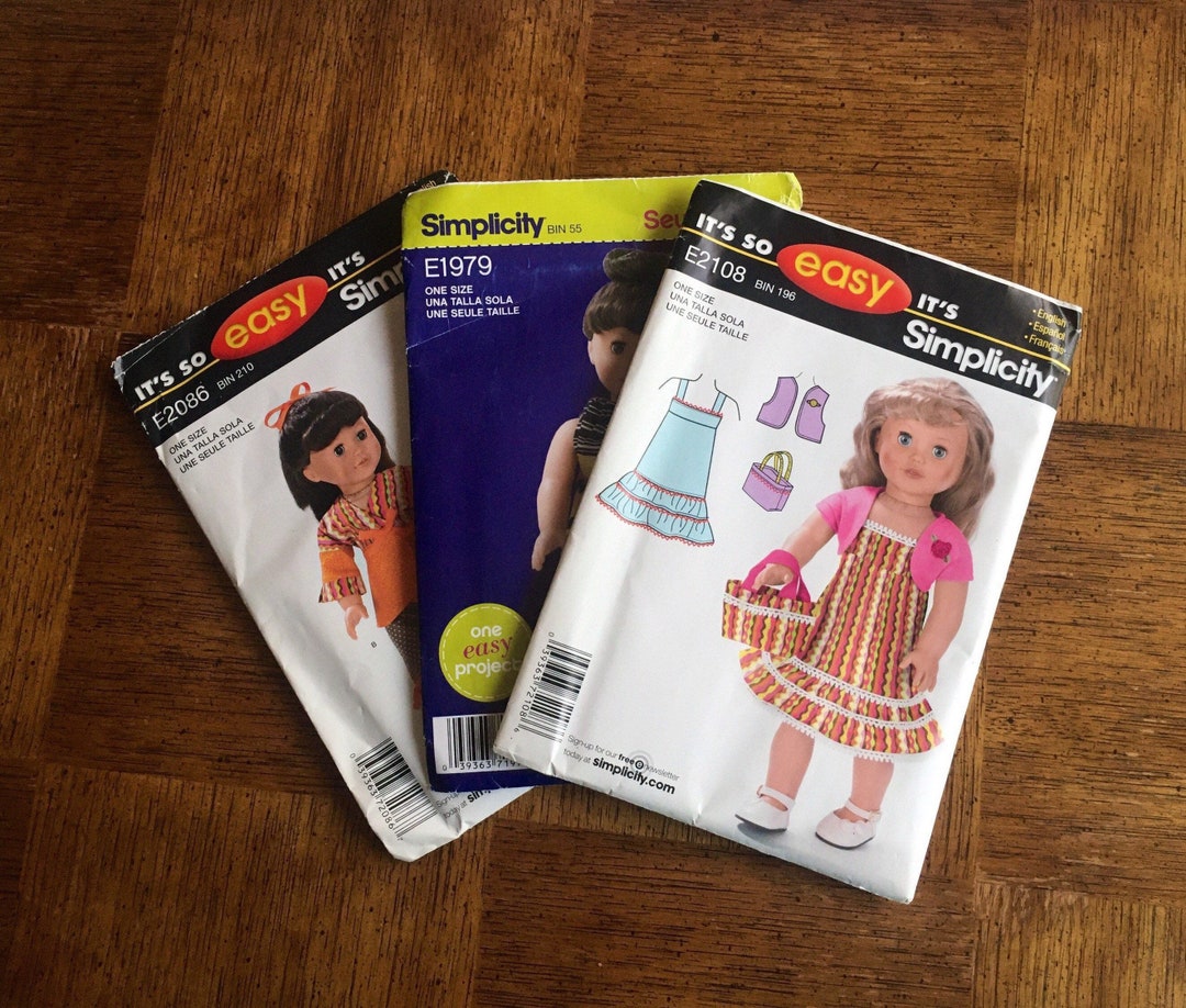 Simplicity Doll Clothes Patterns for 18” Girl Doll, Set of 3 - Etsy
