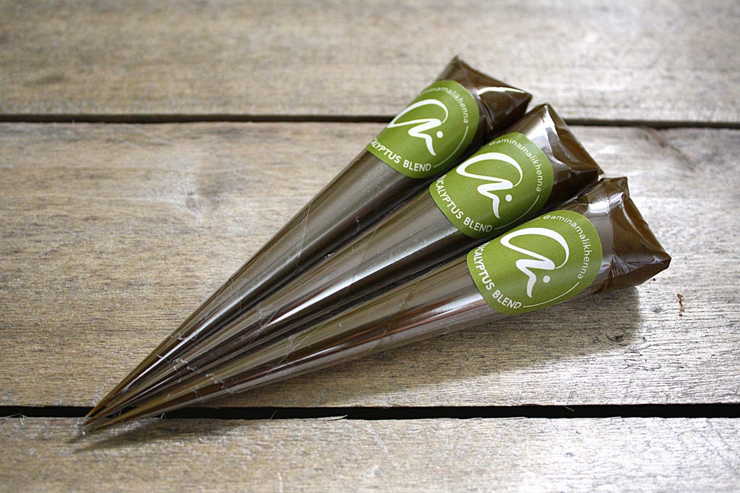 3 Natural Fresh Henna Cones Smooth and Stringy Bridal/party Chemical ...