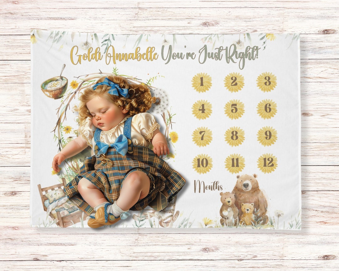 Goldilocks and the 3 Bears Milestone Blanket- Gender Neutral- Baby Gift ...