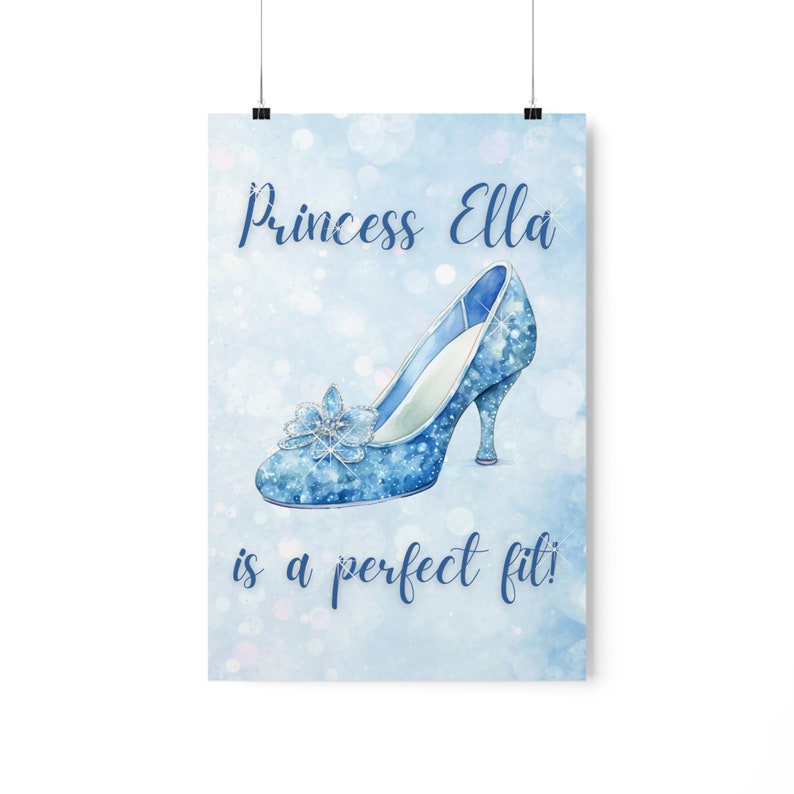 Personalized Cinderella Shoe Poster Nursery Art Glass Shoe Name Sign ...