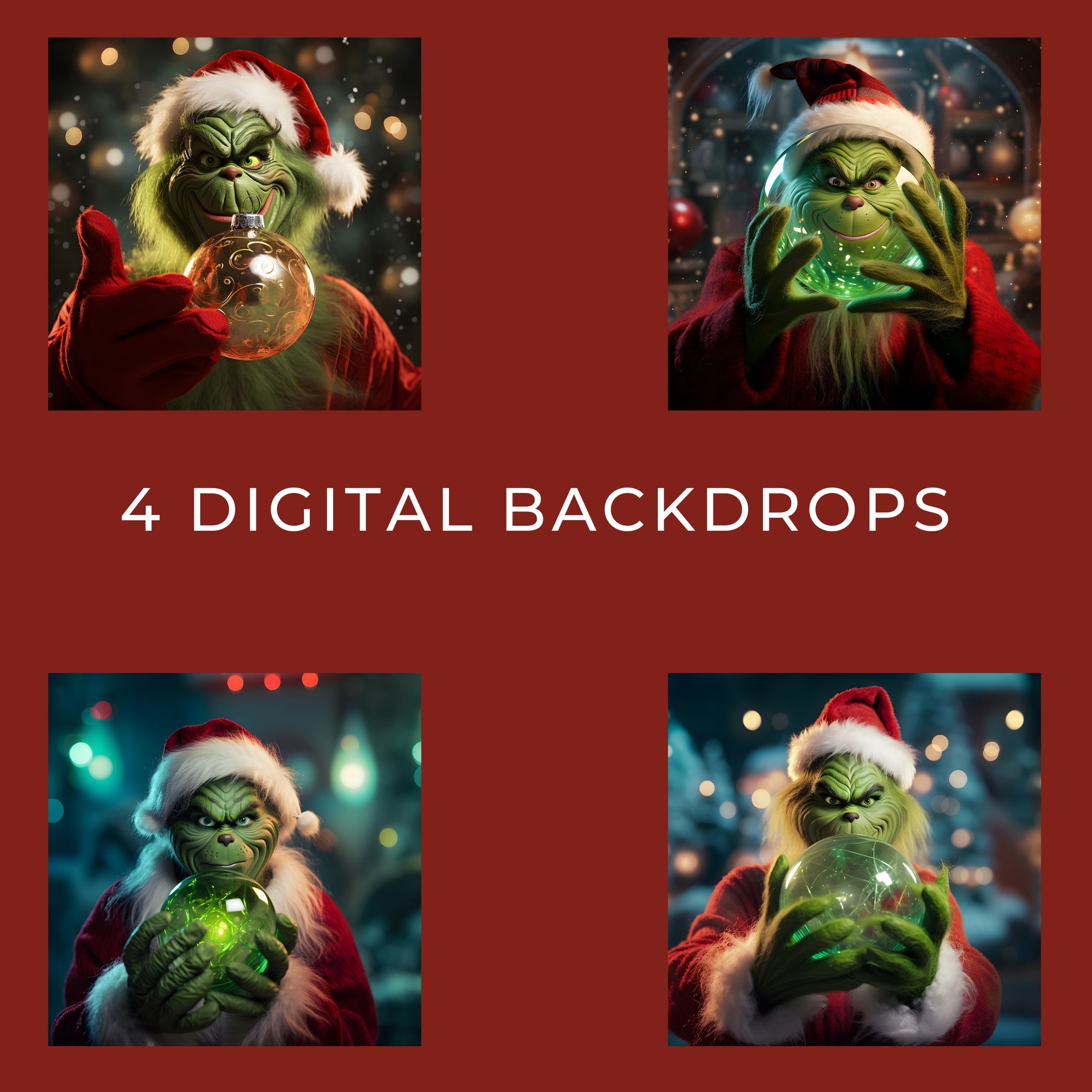 Christmas Grinch Inspired Digital Photography Backdrops, Xmas Bundle ...