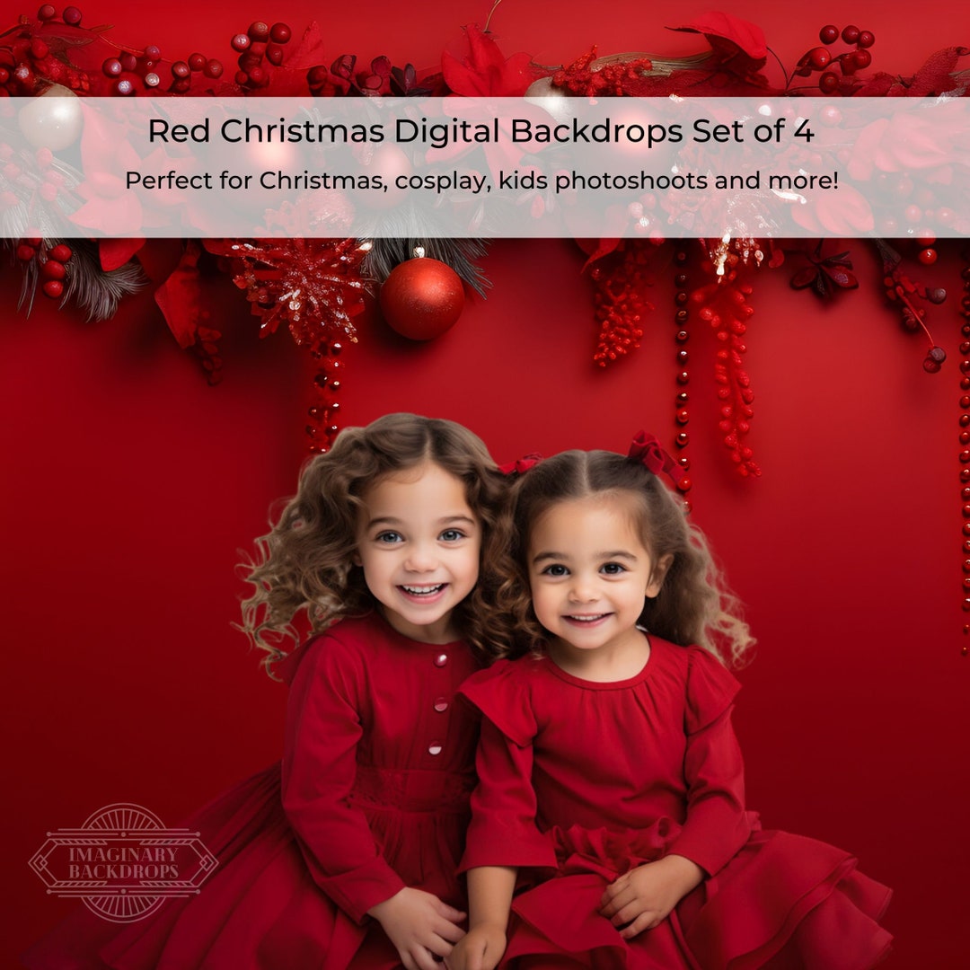 Red Christmas Digital Photography Backdrops, Xmas Bundle, Photo ...