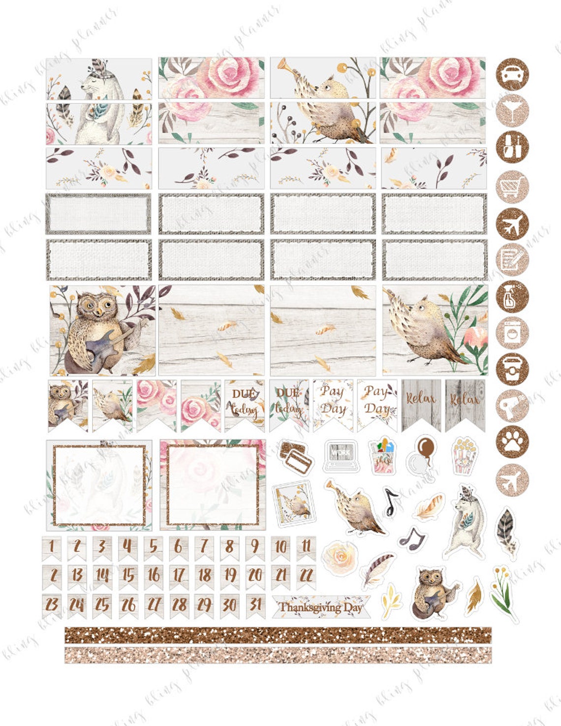 NOVEMBER MONTHLY VIEW Printable, Monthly Planner Kit, Fall Planner ...