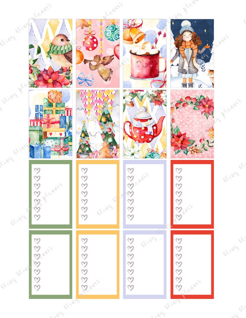 WINTER HOLIDAY STICKERS, Happy Planner Christmas Stickers, Cute ...