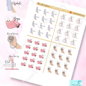 FITNESS Printable PLANNER STICKERS, Yoga Planner Stickers, Stretching ...
