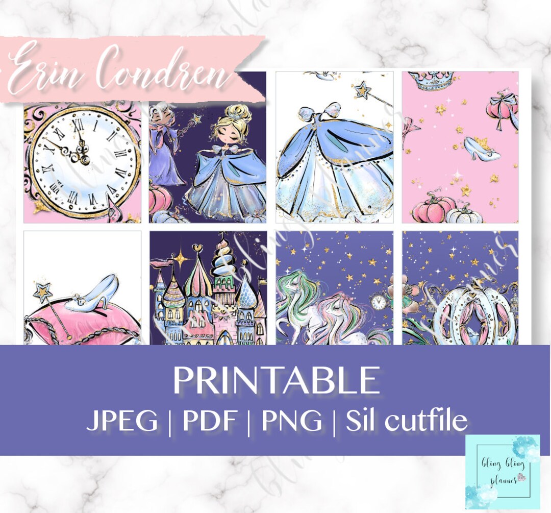 CINDERELLA NEW YEAR Stickers, Printable New Year Planner Stickers, New ...