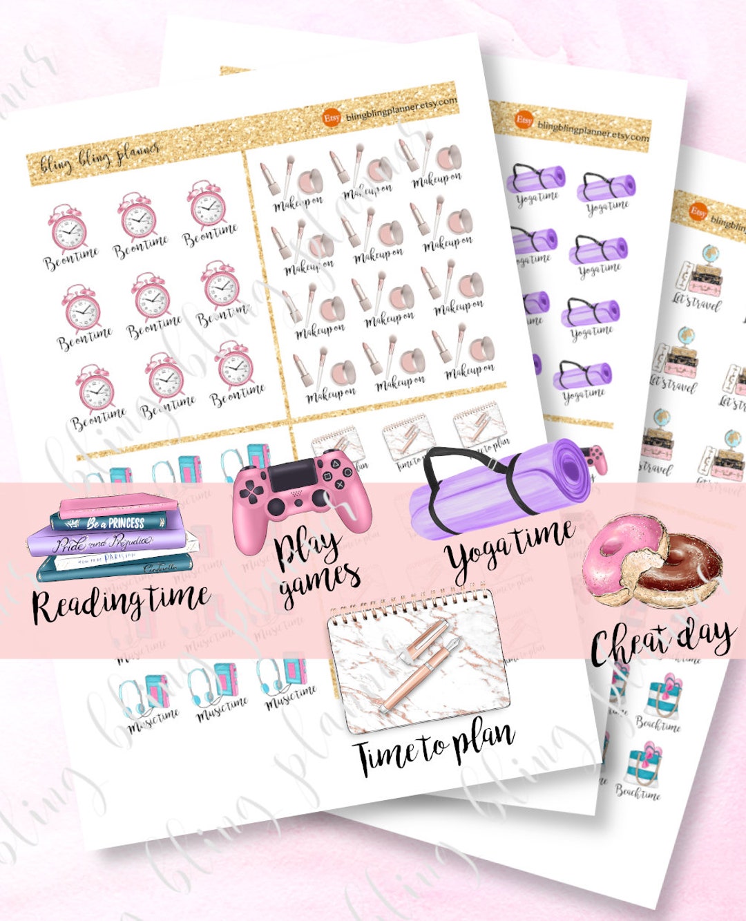 GENERAL Printable PLANNER STICKERS, Planning Stickers, Printable Yoga ...