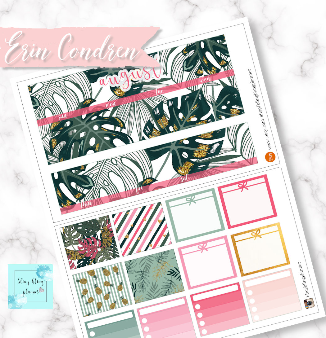 AUGUST MONTHLY VIEW Printable, August Planner Kit, Summer Monthly View ...