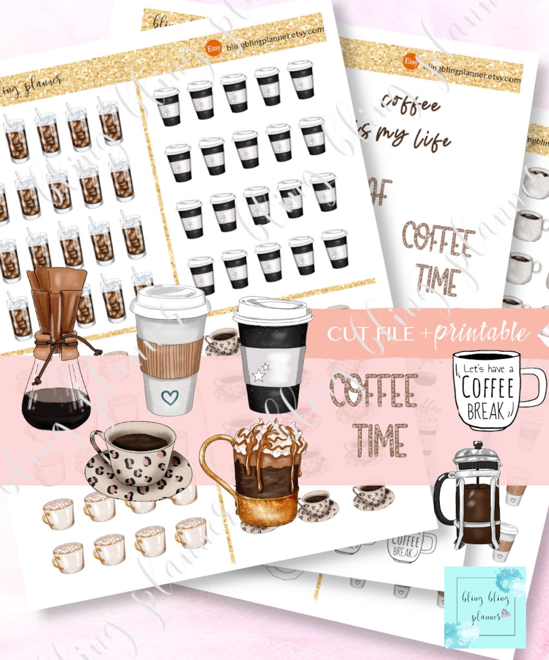 PRINTABLE COFFEE Stickers, Printable Hot Coffee Stickers, Various ...