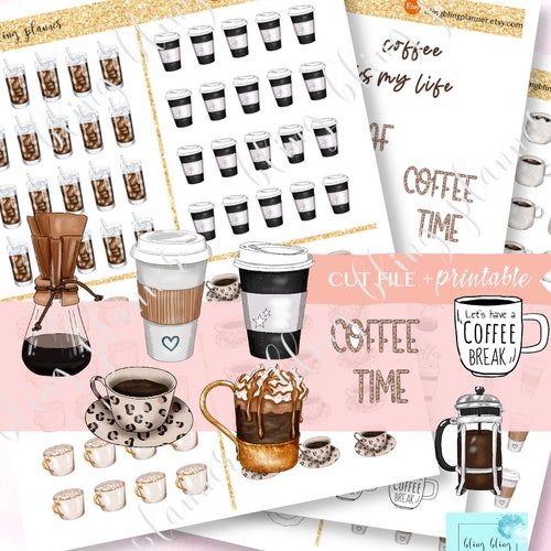 PRINTABLE COFFEE Stickers Printable Hot Coffee Sticker - Etsy