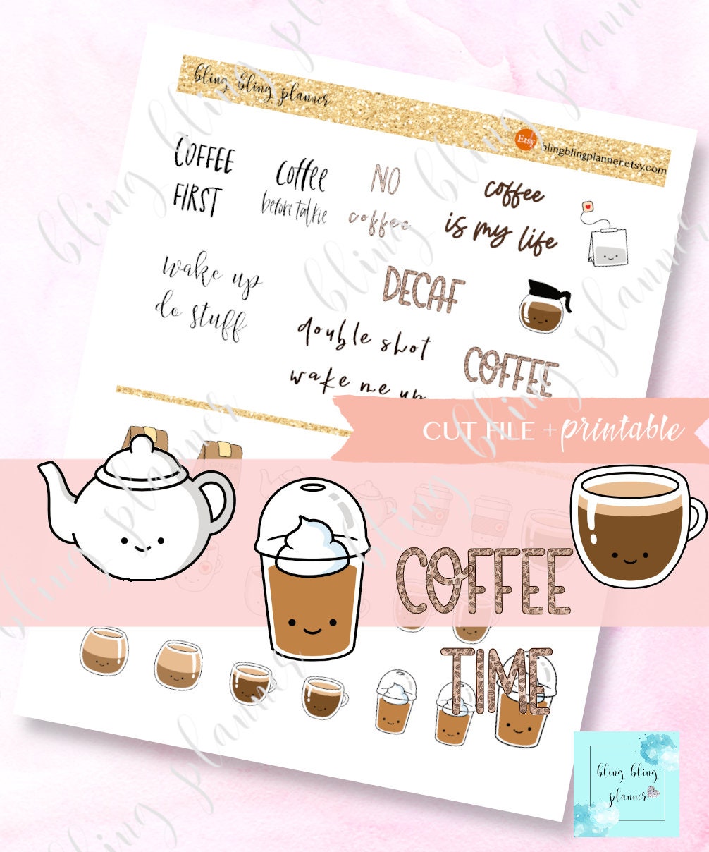 PRINTABLE COFFEE Stickers Printable Hot Coffee Stickers - Etsy