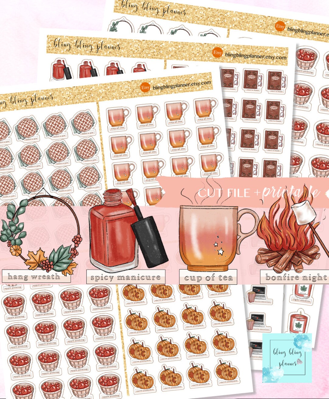 FALL BUCKET LIST Stickers, Printable Fall Bucket Stickers, Planner ...