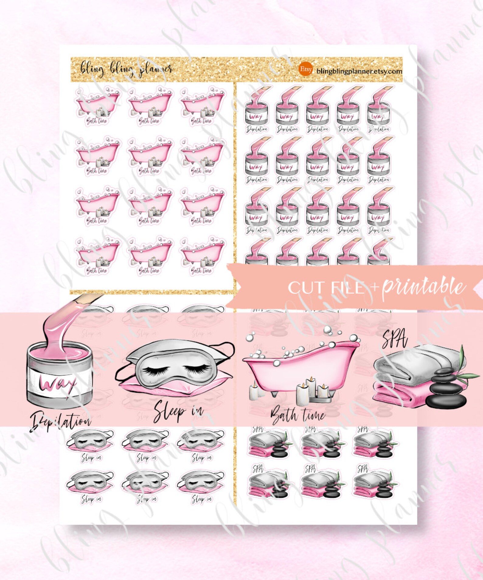 BEAUTY PLANNING Functional STICKERS, Self Care Printable Stickers, Hair ...