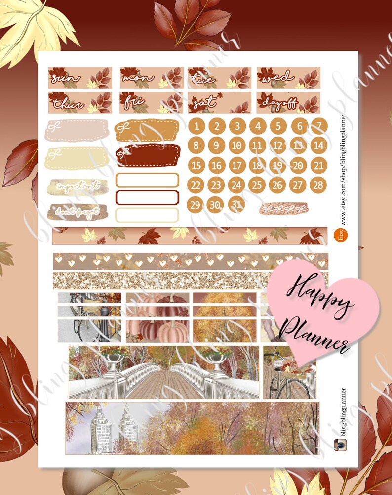 PRINTABLE HAPPY PLANNER Sticker Fall Weekly Kit Printable - Etsy