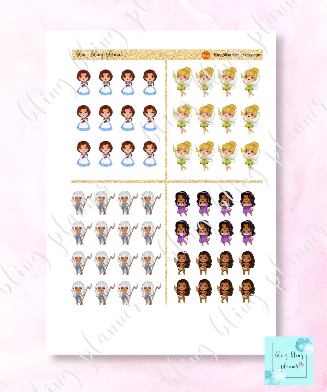 PRINTABLE Cute PRINCESS STICKER Princess Belle Printable - Etsy