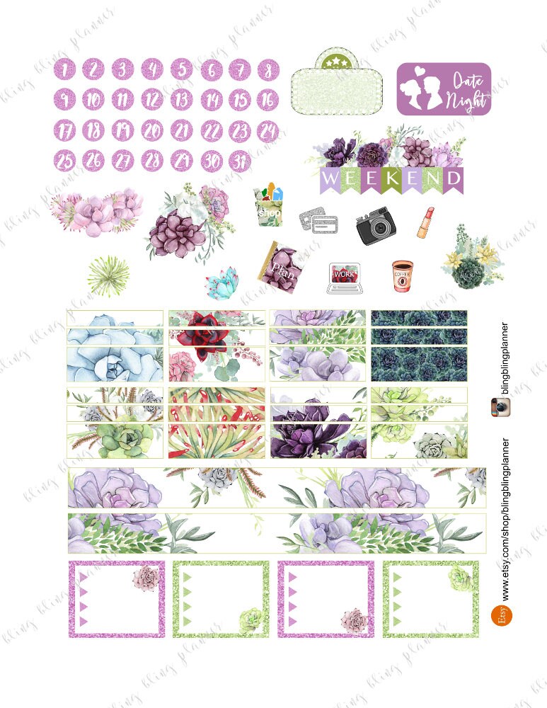 HAPPY PLANNER PRINTABLE Sticker Cactus Planner Stickers Hp | Etsy