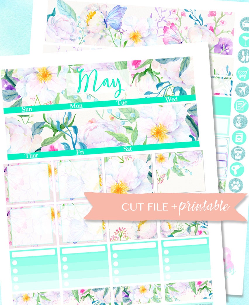 MAY MONTHLY VIEW Flower Planner Kit Erin Condren Monthly | Etsy