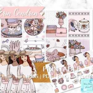 TEA PARTY PLANNER Stickers, Spring Planner Stickers, Afternoon Tea ...