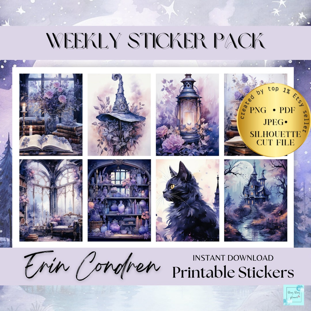 Witchy PLANNER STICKERS Printable Erin Condren Vertical Planner Spooky ...