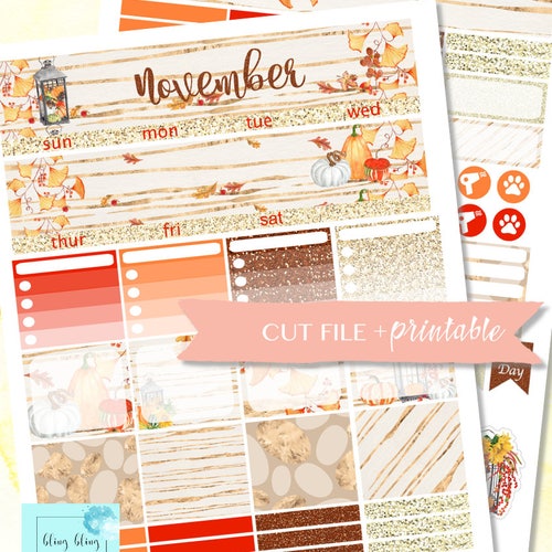 NOVEMBER MONTHLY KIT Printable Fall Stickers Monthly Spread - Etsy