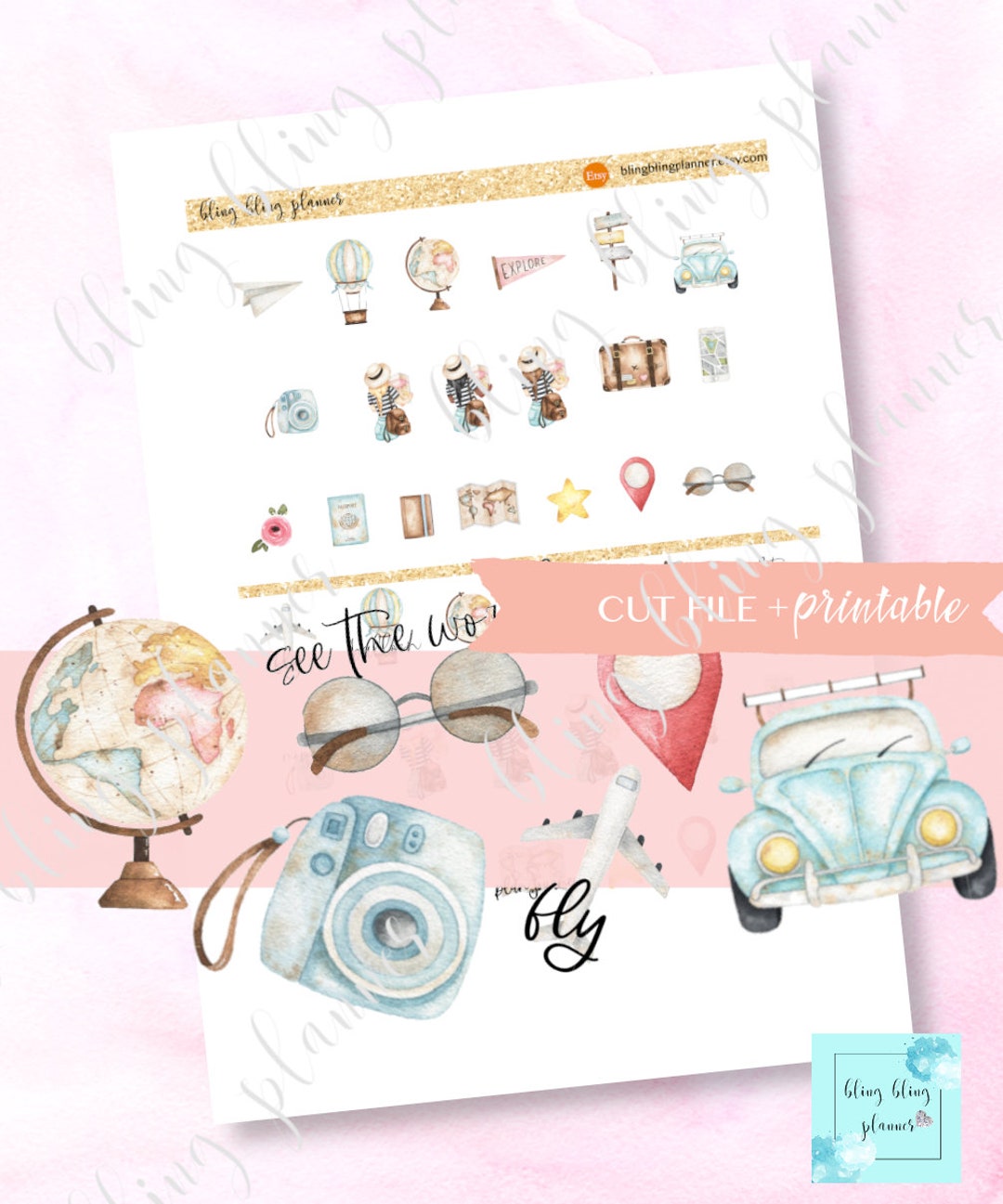 TRAVEL PLANNER STICKERS, Road Trip Planner Printable Sticker, Travel ...