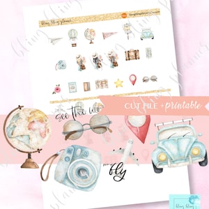 TRAVEL PLANNER STICKERS, Road Trip Planner Printable Sticker, Travel ...