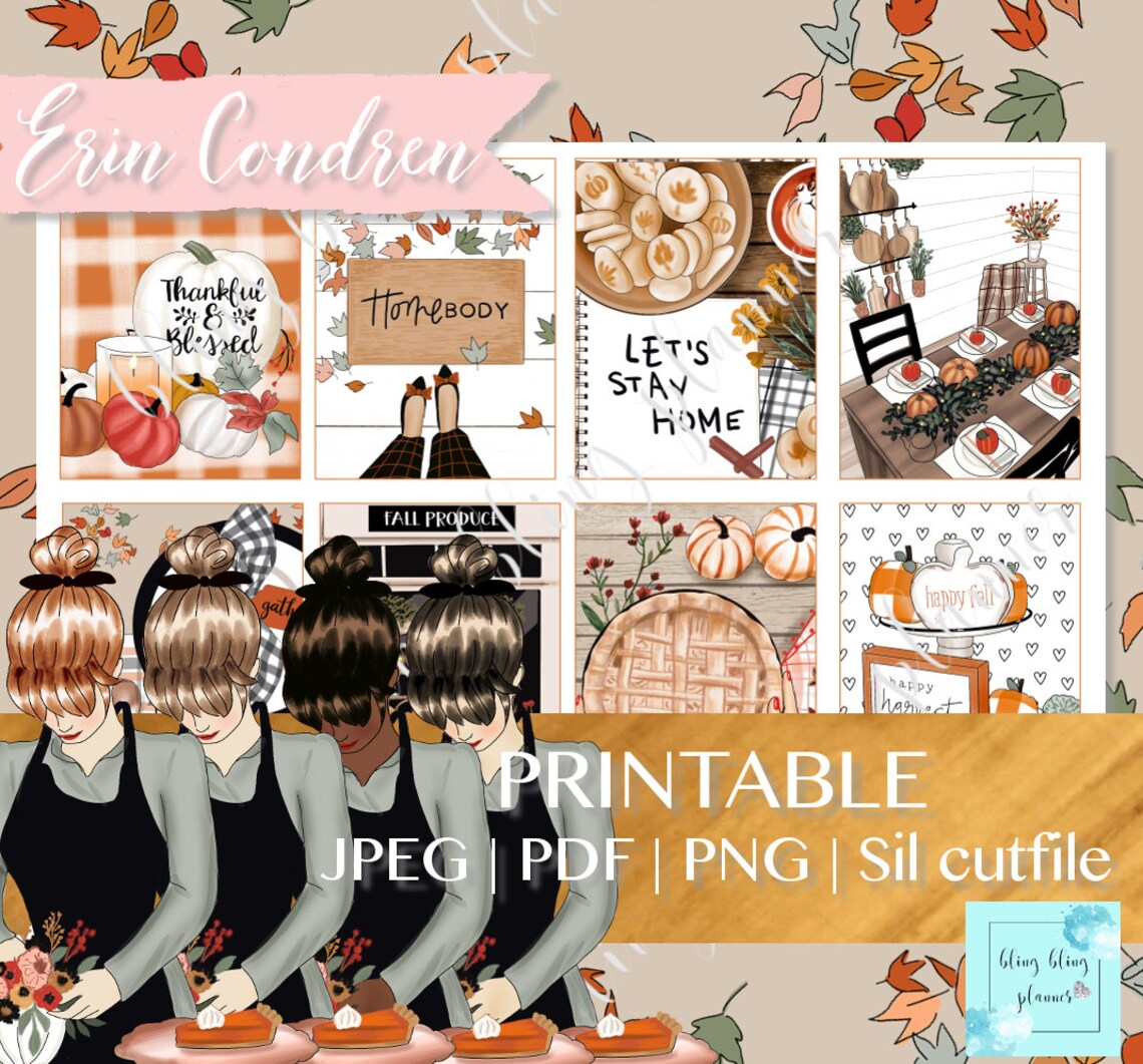 THANKSGIVING PLANNER STICKERS, Thanksgiving Printable Planner Stickers ...